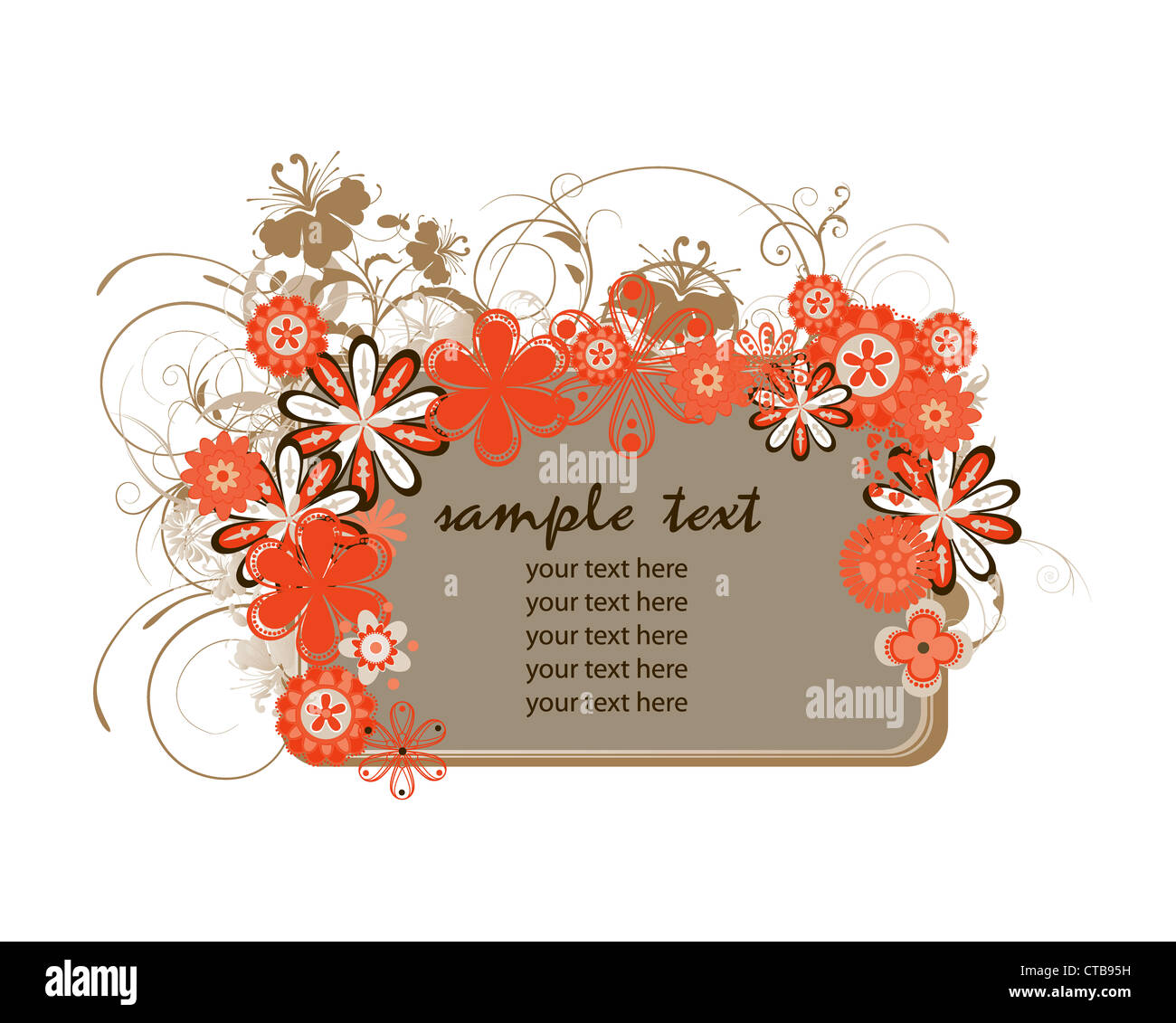 vector retro floral frame Stock Photo - Alamy