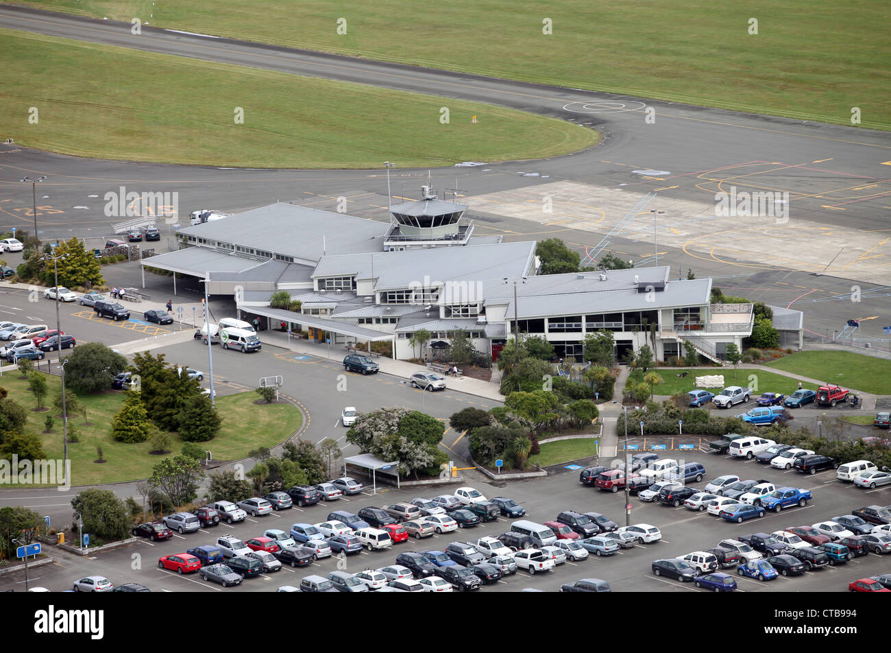 Aerial view of the main terminal building of Nelson, New Zealand Stock ...