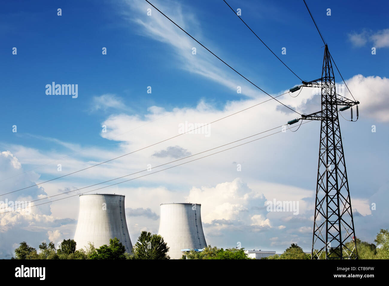 Power line of a nuclear power station; daylight Stock Photo - Alamy