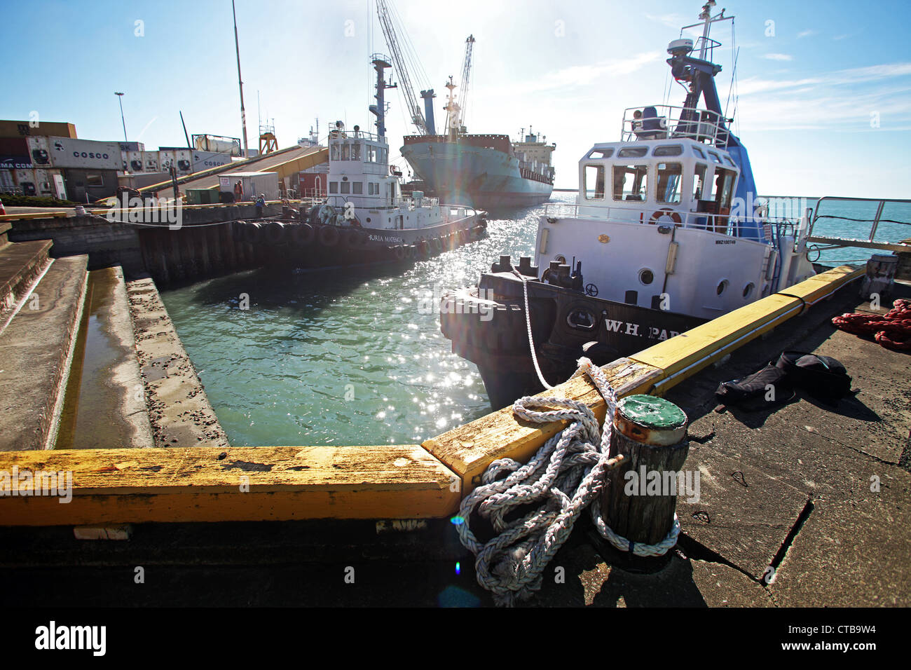 tugs WH Parr and Huria Matenga at Port Nelson, New Zealand Stock Photo ...