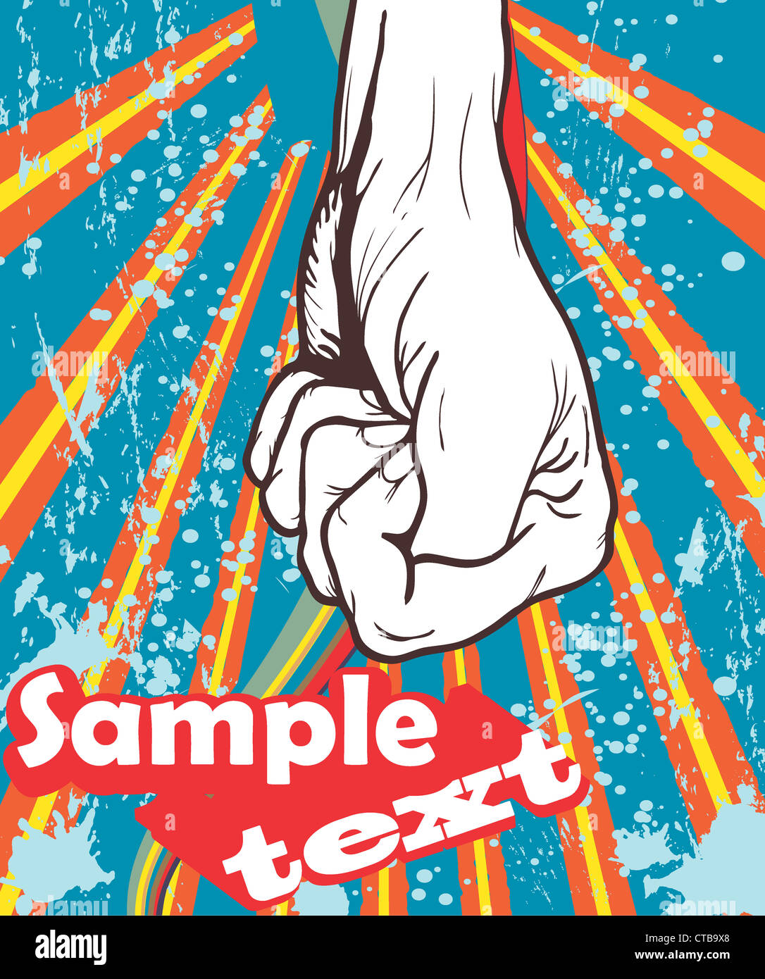 vector retro background with fist Stock Photo - Alamy