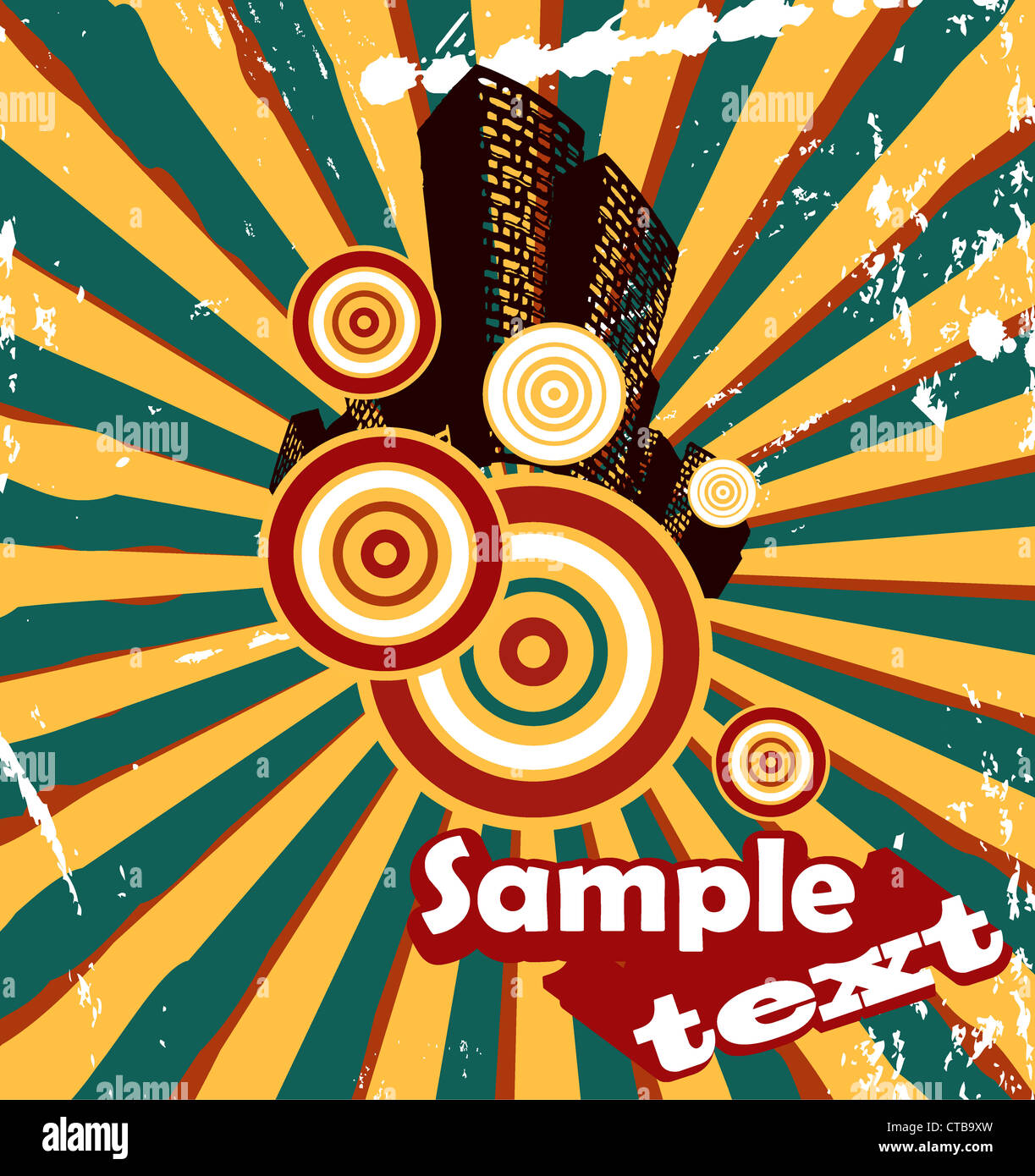 vector retro background with buildings Stock Photo - Alamy