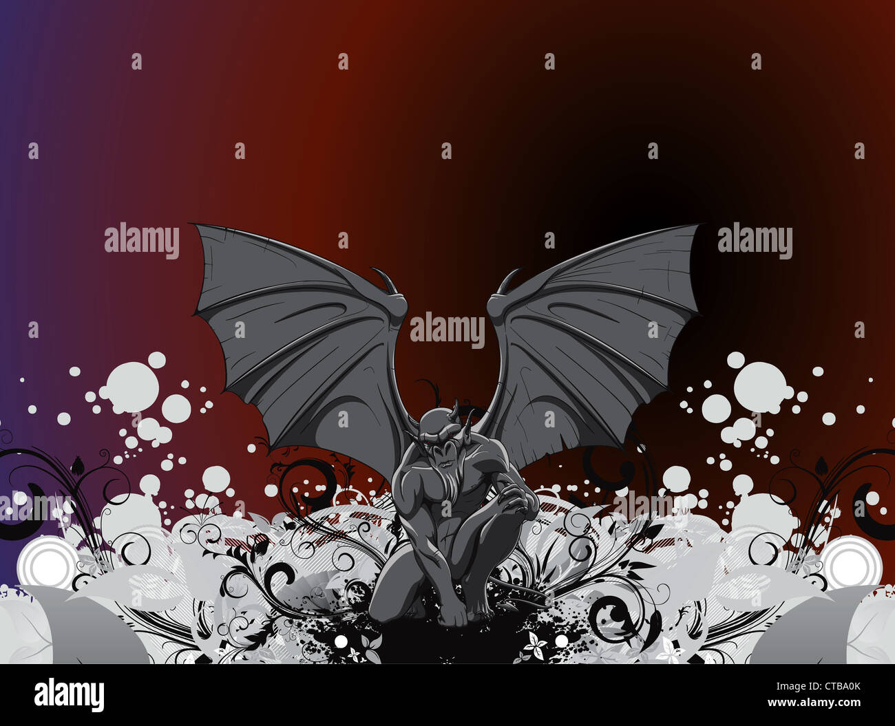 vector gargoyle with grunge background Stock Photo - Alamy