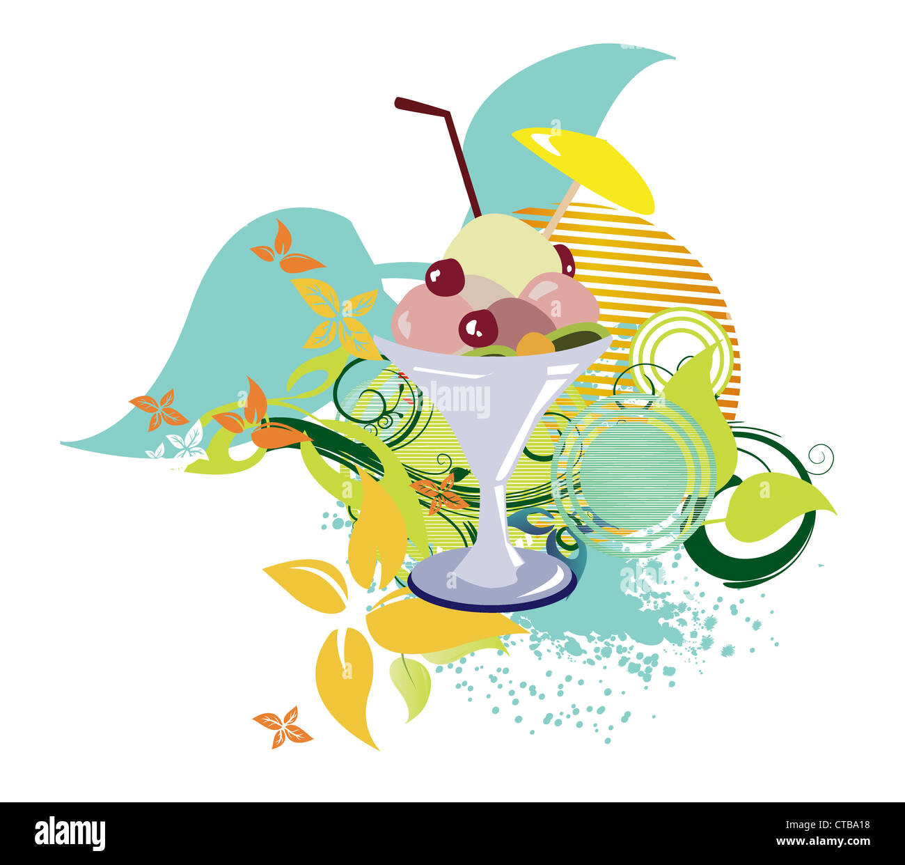 cocktail with floral vector illustration Stock Photo - Alamy