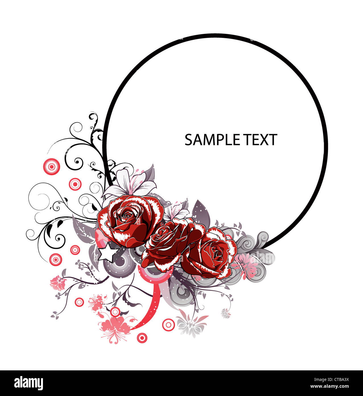 vector floral frame with roses Stock Photo - Alamy