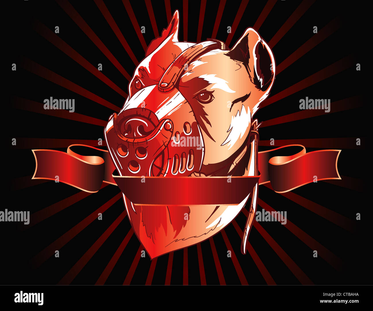 vector vintage emblem with pitbull Stock Photo - Alamy
