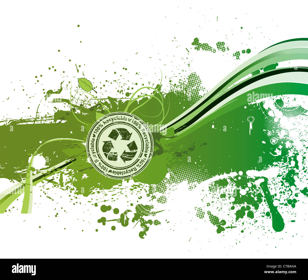vector grunge green background with recycle stamp Stock Photo - Alamy