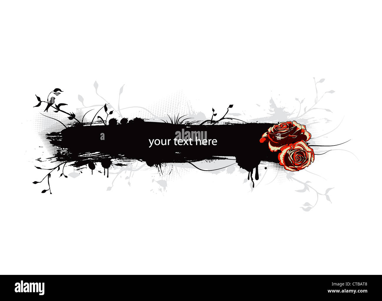 vector grunge floral illustration with roses Stock Photo - Alamy
