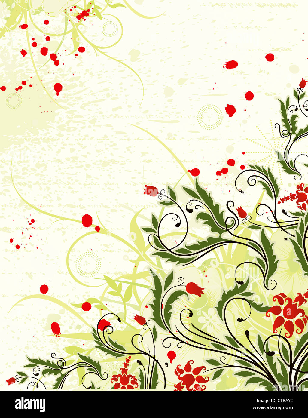 vector spring grunge floral background Stock Photo - Alamy