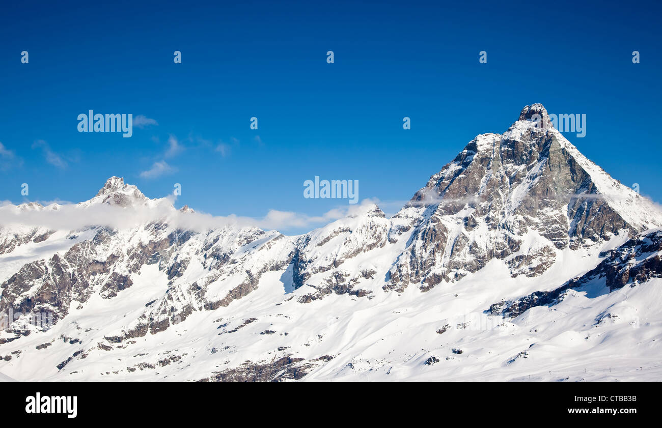 The winter south face of the Matterhorn, west Alps, Italy Stock Photo ...