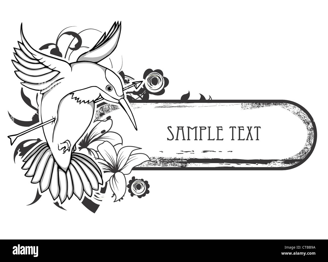 floral frame with bird Stock Photo - Alamy