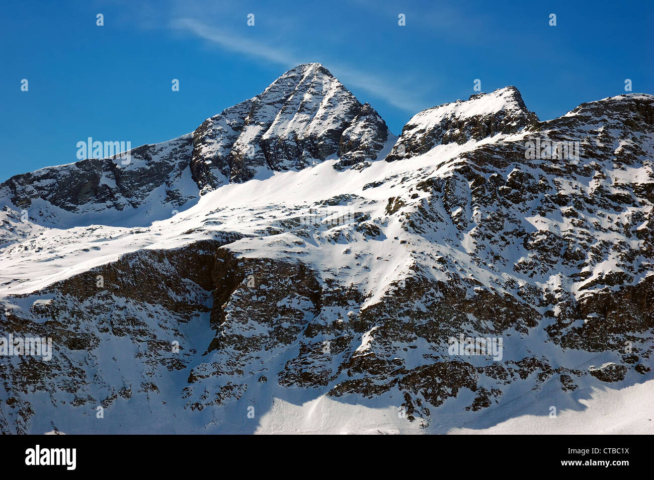 Snowed peaks of italian mountain range, Europe Stock Photo - Alamy
