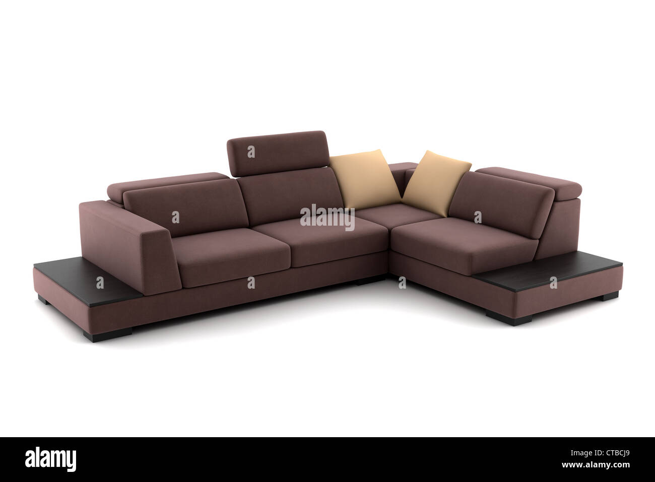 brown sofa isolated on white background Stock Photo - Alamy
