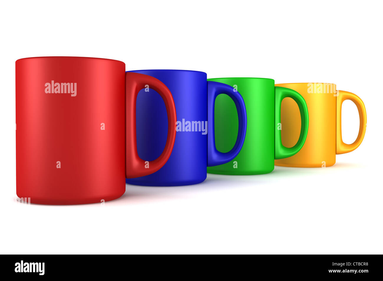 four color ceramic cups isolated on white Stock Photo - Alamy
