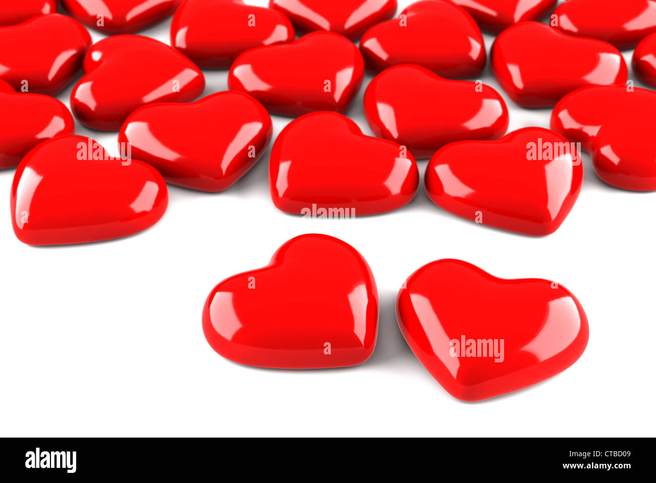 many red hearts isolated on white background Stock Photo - Alamy