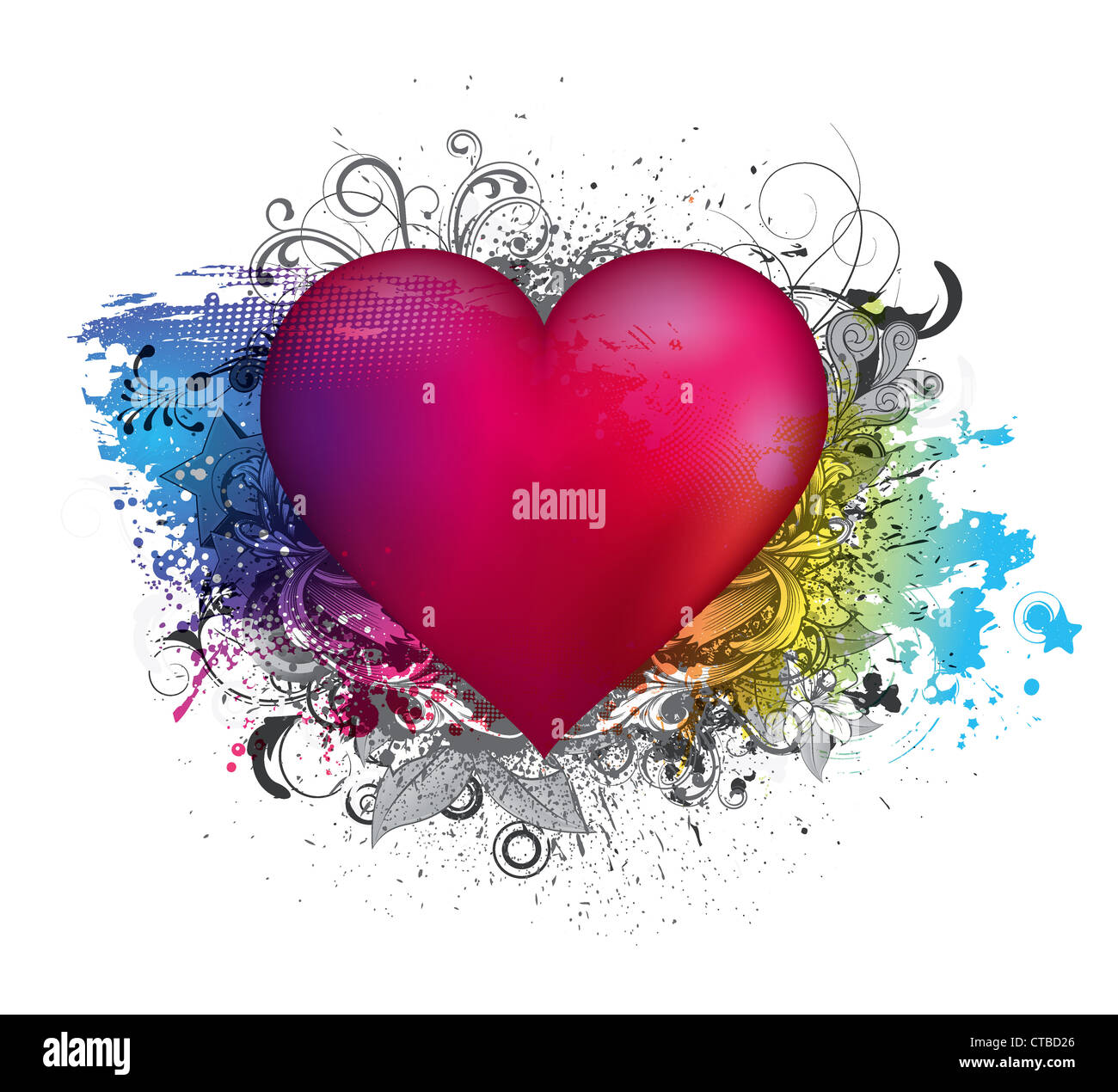 vector valentine illustration with heart Stock Photo - Alamy