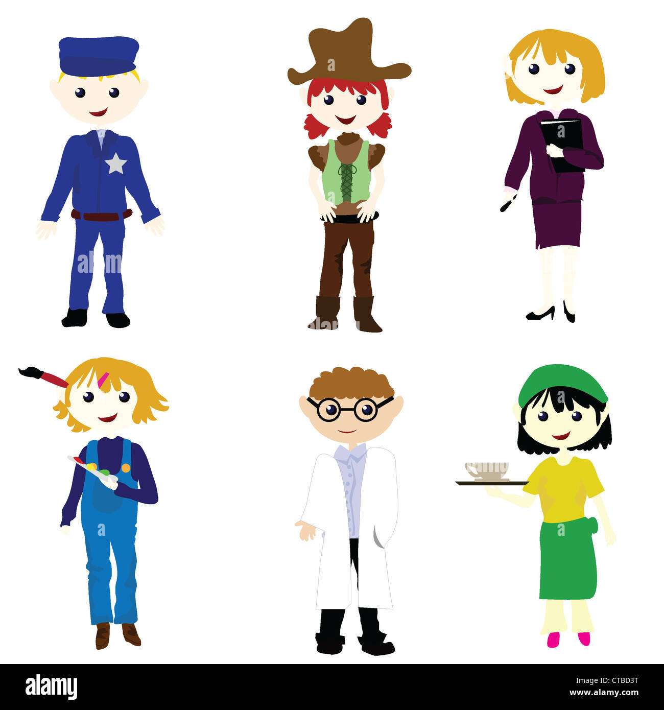 career cartoon boys and girls Stock Photo - Alamy