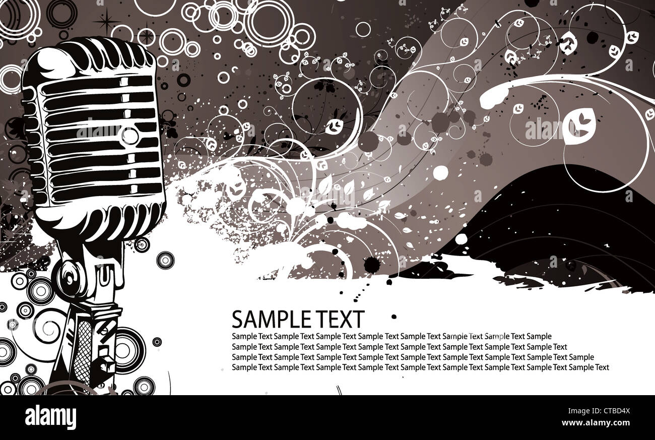 vector concert poster with microphone Stock Photo - Alamy