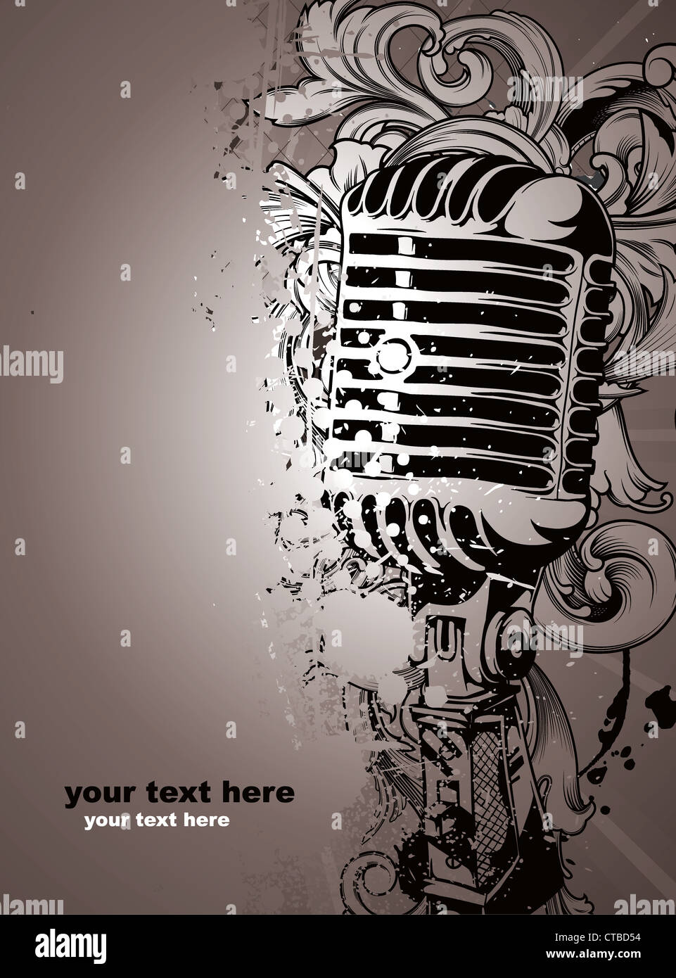 vector concert poster with microphone Stock Photo - Alamy