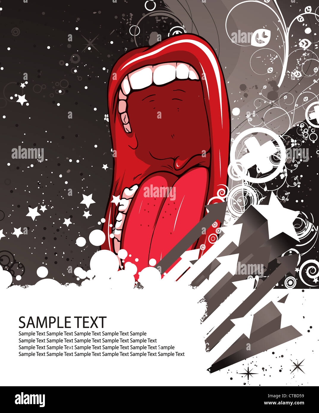 vector concert poster with mouth Stock Photo - Alamy