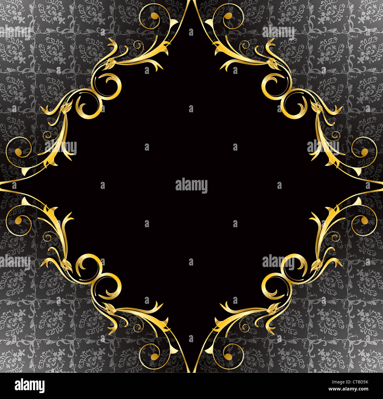 damask floral frame vector illustration Stock Photo - Alamy