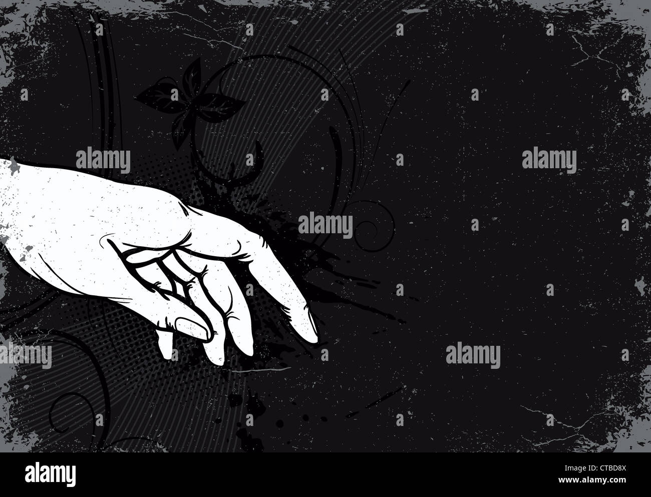 vintage grunge background with hand vector illustration Stock Photo - Alamy