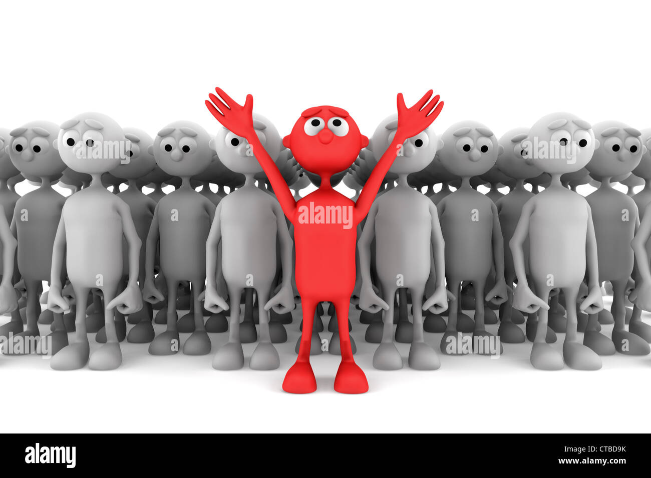 one red man stand out from the crowd. leader concept Stock Photo - Alamy