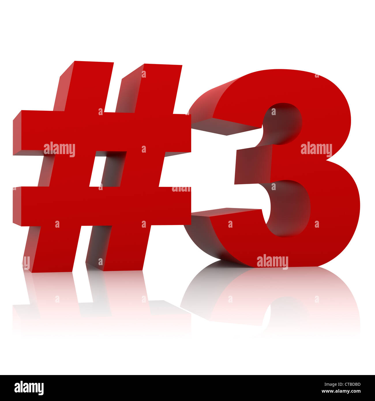red number three sign isolated on white background Stock Photo - Alamy