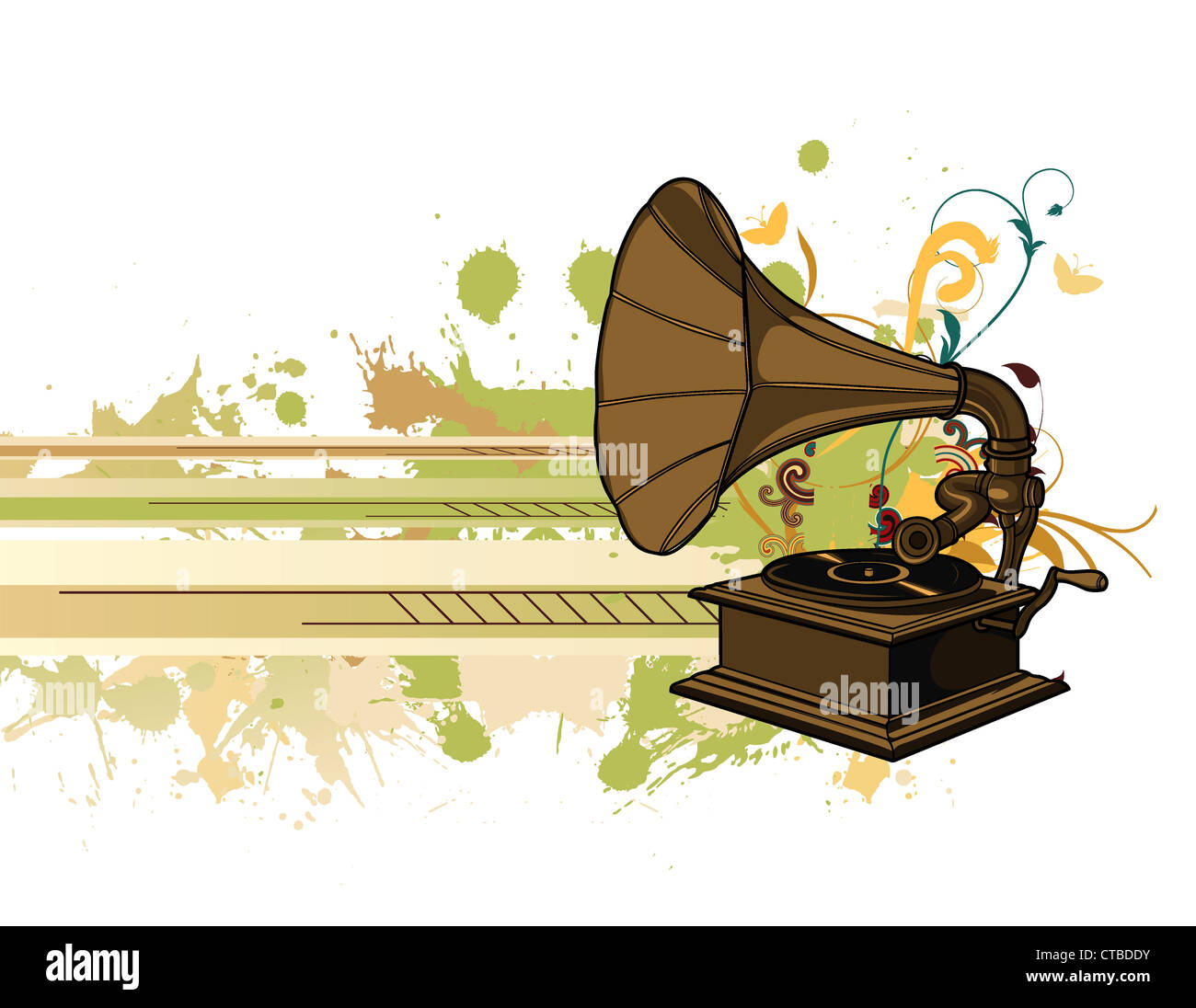 vector concert banner with gramophone Stock Photo - Alamy
