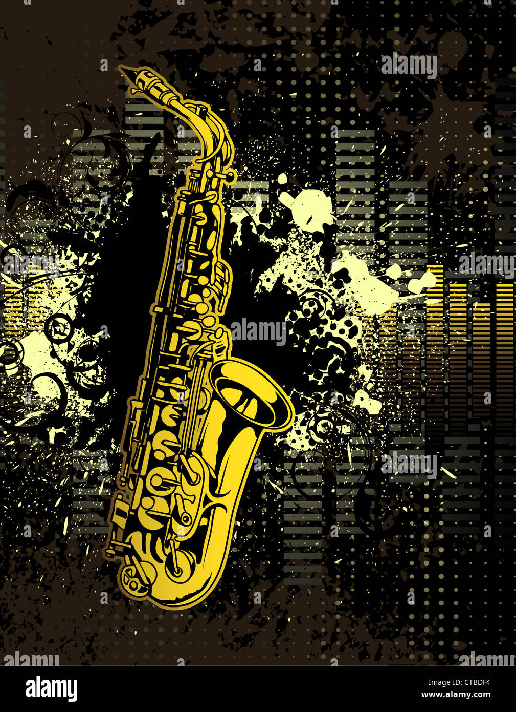 vector concert banner with saxophone Stock Photo - Alamy