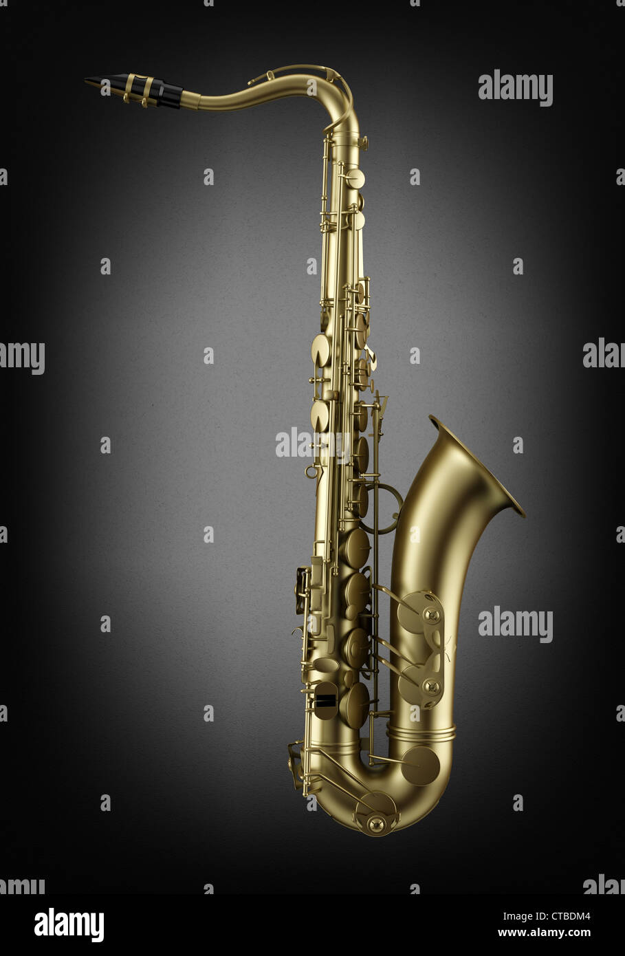 single tenor saxophone on dark wall background Stock Photo - Alamy