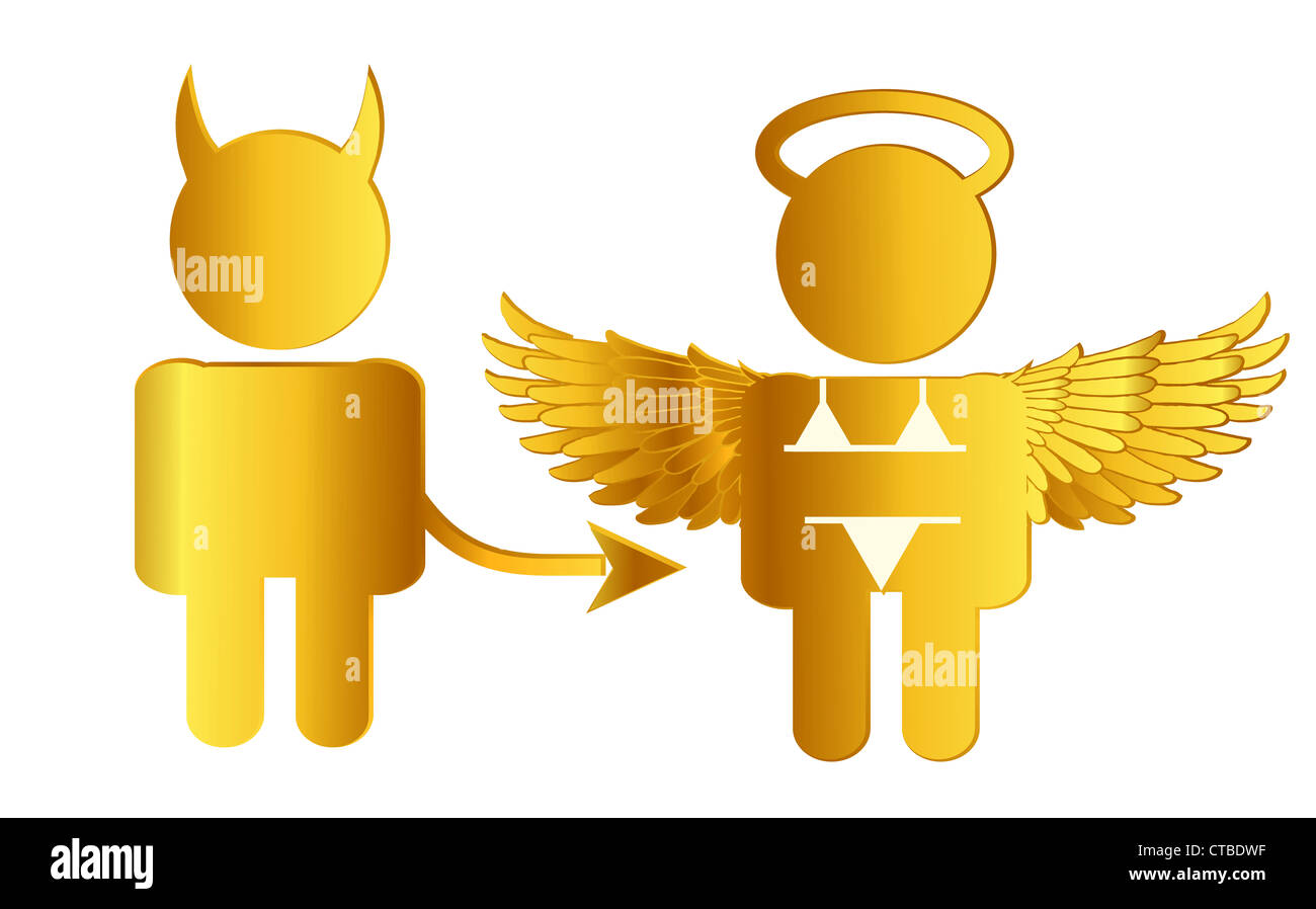 gold angel and devil Stock Photo - Alamy