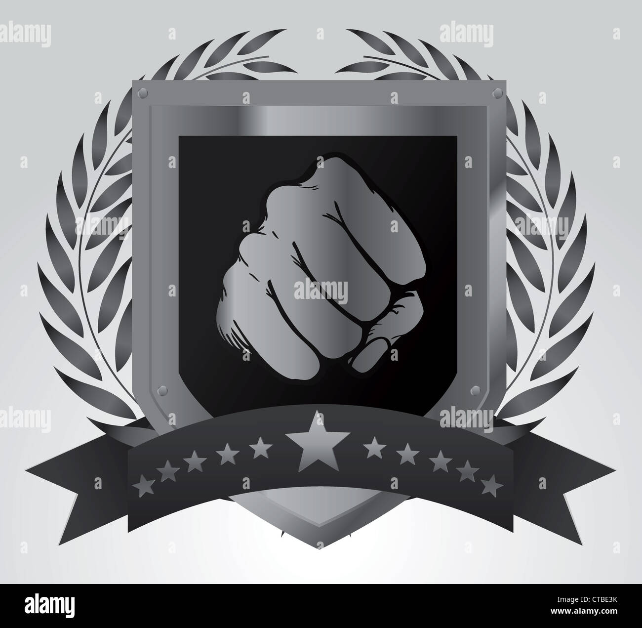shield with fist Stock Photo - Alamy