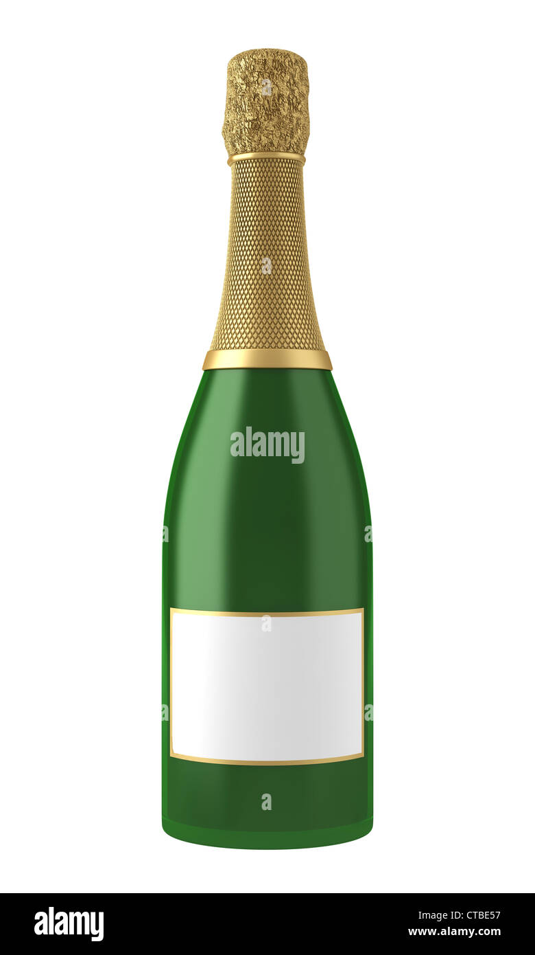 champagne bottle with blank label isolated on white background Stock ...