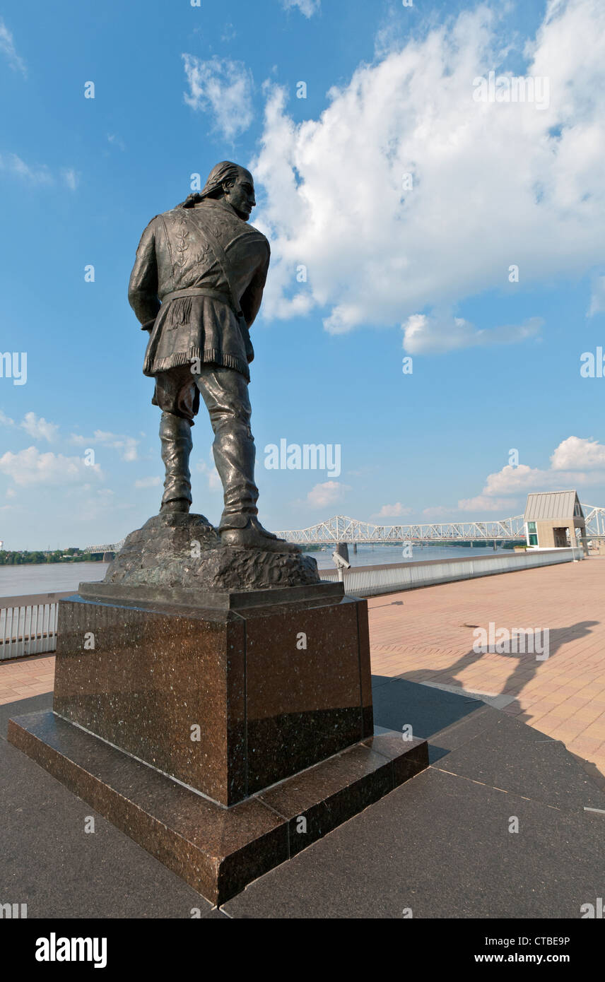 Kentucky, Louisville, Riverwalk, George Rogers Clark bronze statue ...