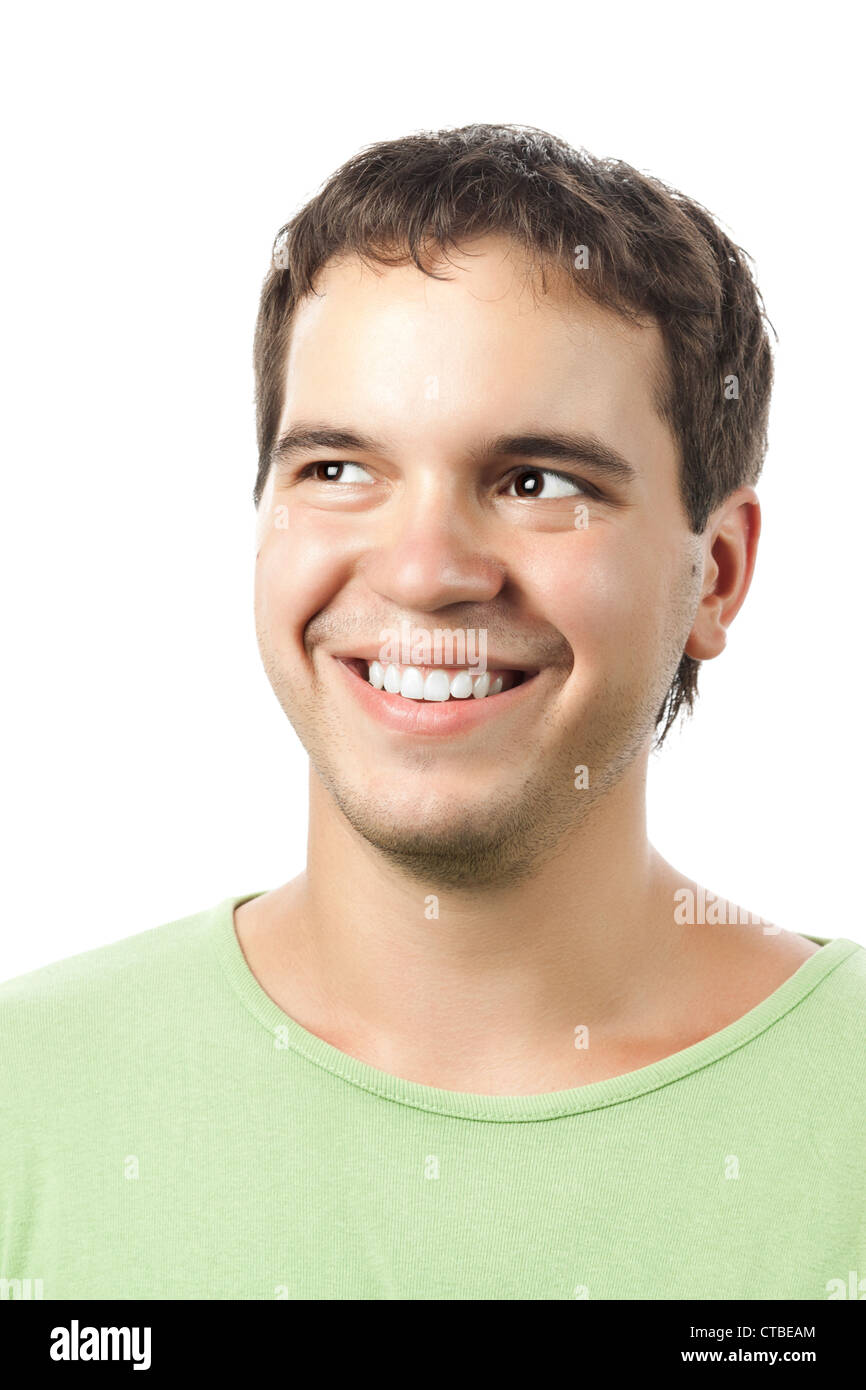 young smiling happy man isolated on white background Stock Photo - Alamy