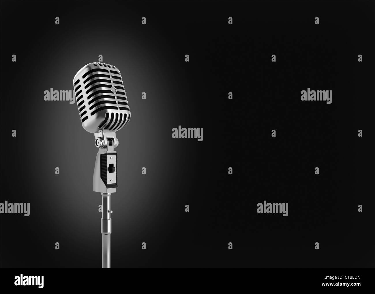 vintage microphone isolated on black background Stock Photo - Alamy