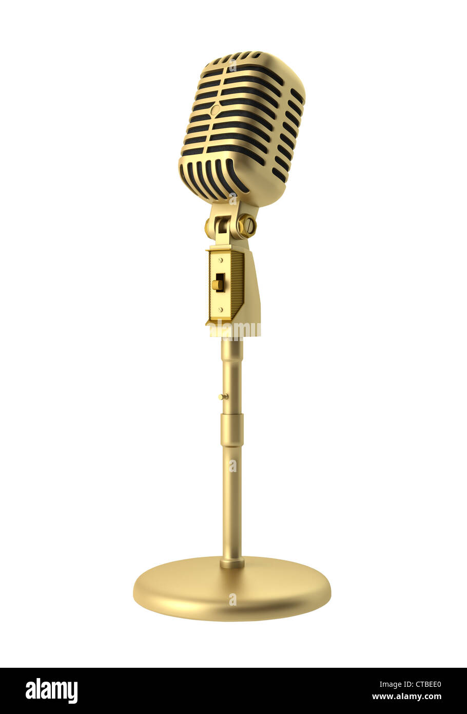golden vintage microphone isolated on white background Stock Photo - Alamy