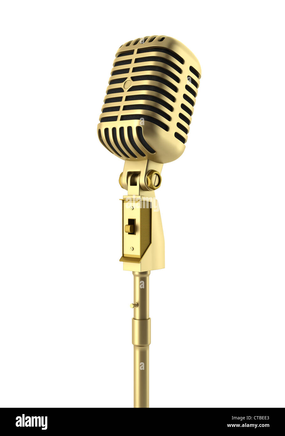 golden vintage microphone isolated on white background Stock Photo - Alamy