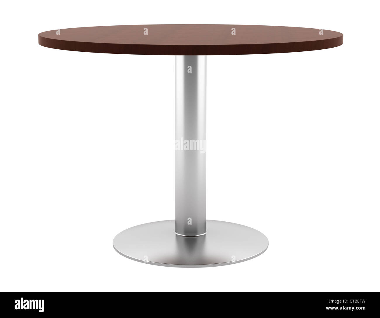 modern brown wooden round table isolated on white background Stock ...