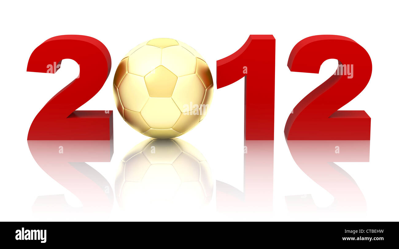 year 2012 with golden soccer ball isolated on white background Stock ...