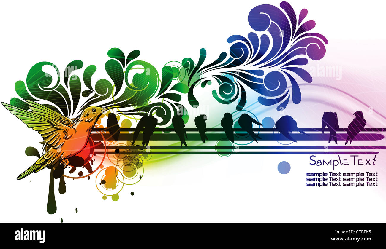 vector abstract illustration with birds Stock Photo - Alamy