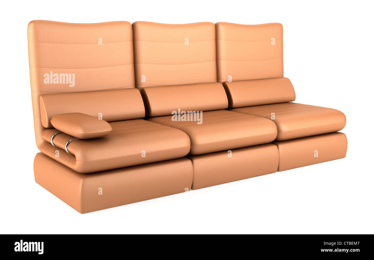 modern brown leather couch isolated on white background Stock Photo - Alamy