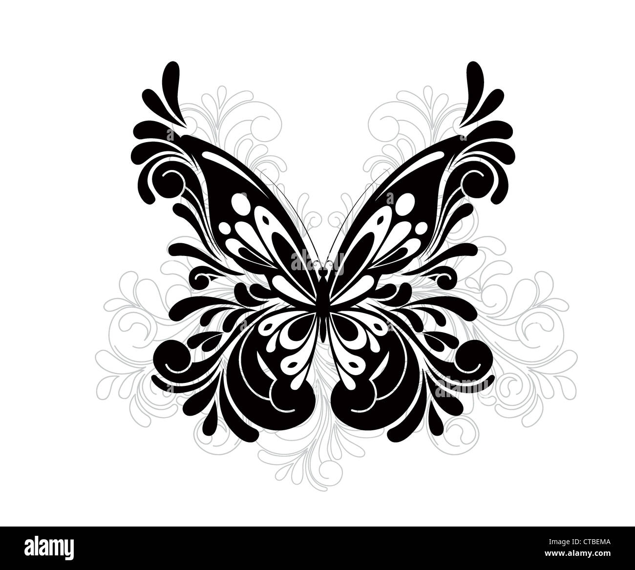 vector butterfly with floral Stock Photo - Alamy