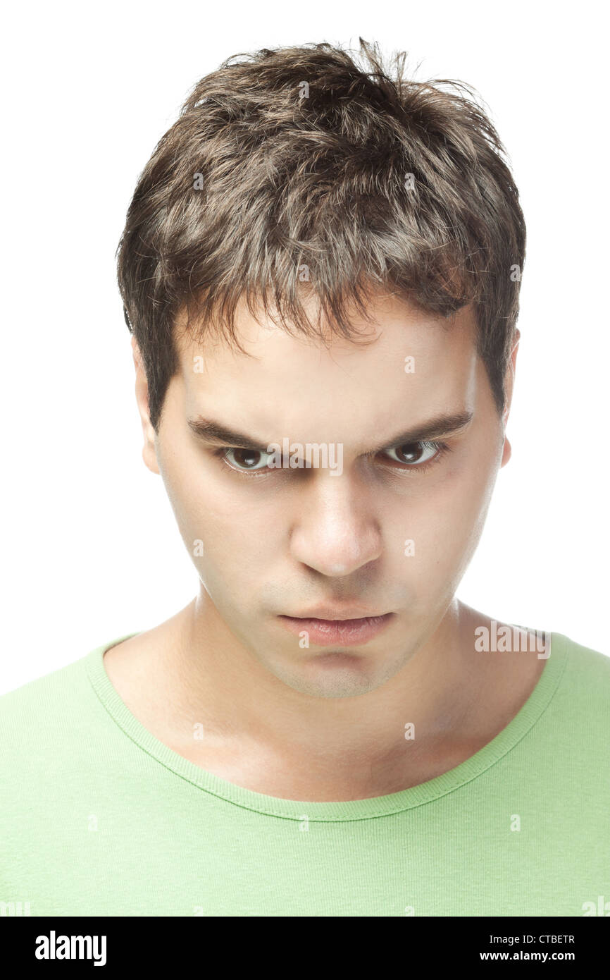 portrait of sad young man isolated on white background Stock Photo - Alamy