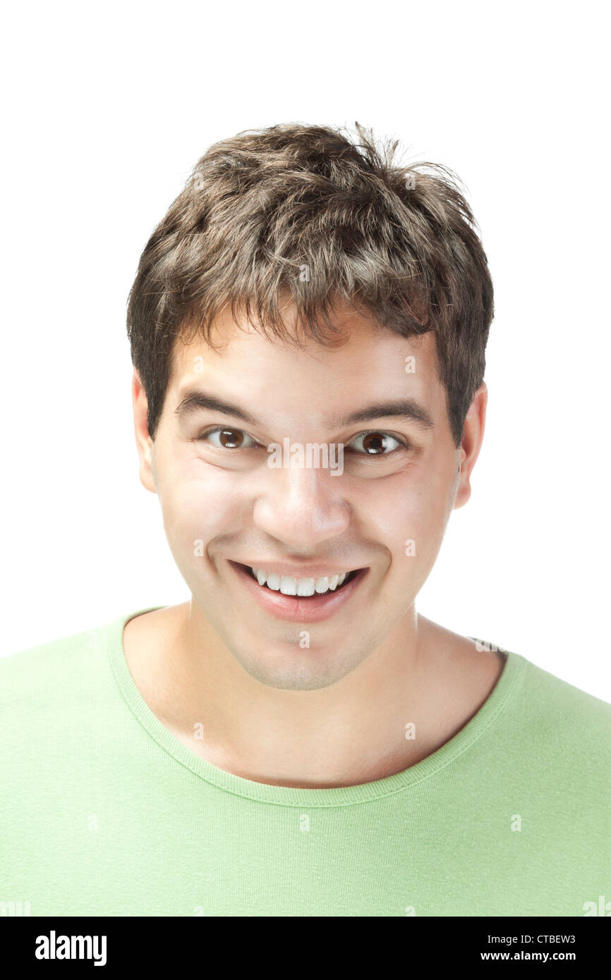 young smiling happy man isolated on white background Stock Photo - Alamy