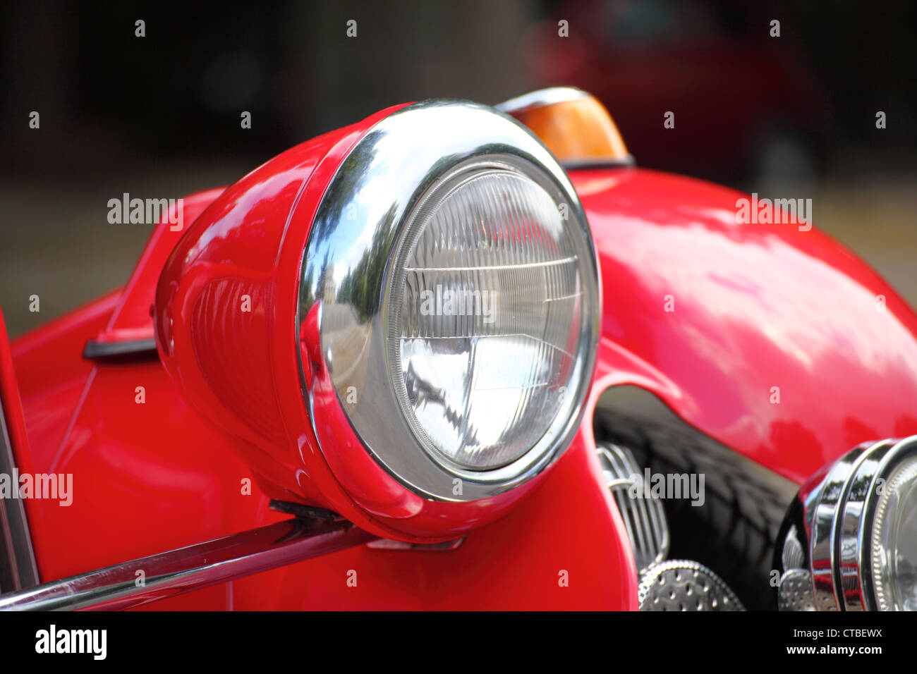 cropped image of a fully restored classic old car with lots of shiny ...
