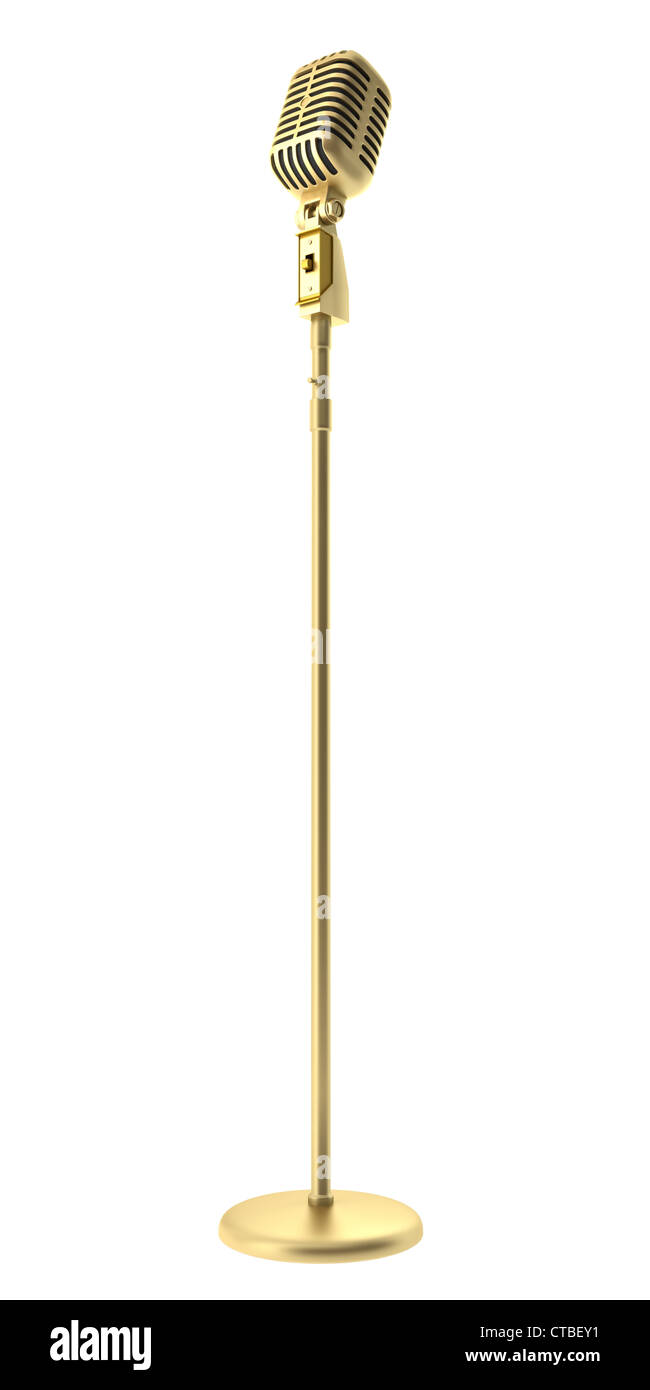 golden vintage microphone isolated on white background Stock Photo - Alamy