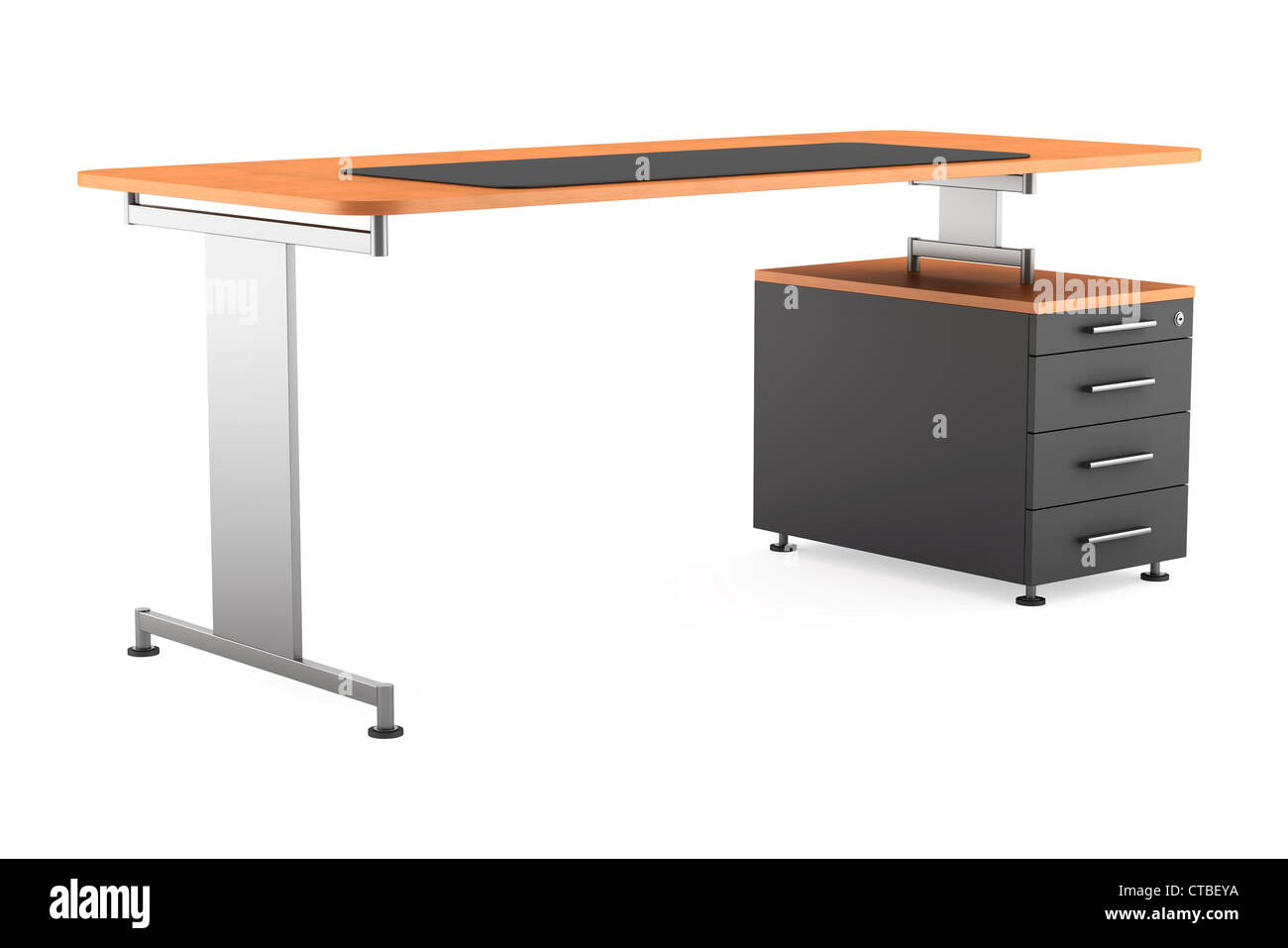 modern brown office table isolated on white background Stock Photo - Alamy