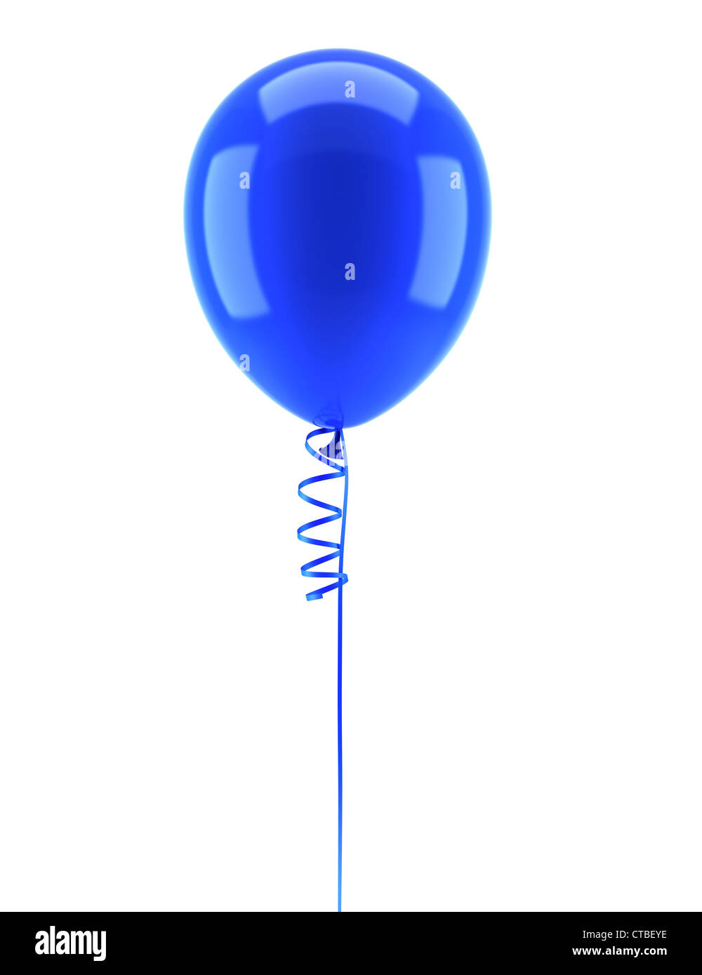 one blue party balloon with ribbon isolated on white background Stock ...
